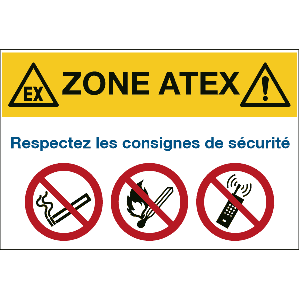 Panneau Zone ATEX Respectez les Consignes de Sécurité | Matières ... Panneau Zone ATEX Respectez les Consignes de Sécurité | Matières ...