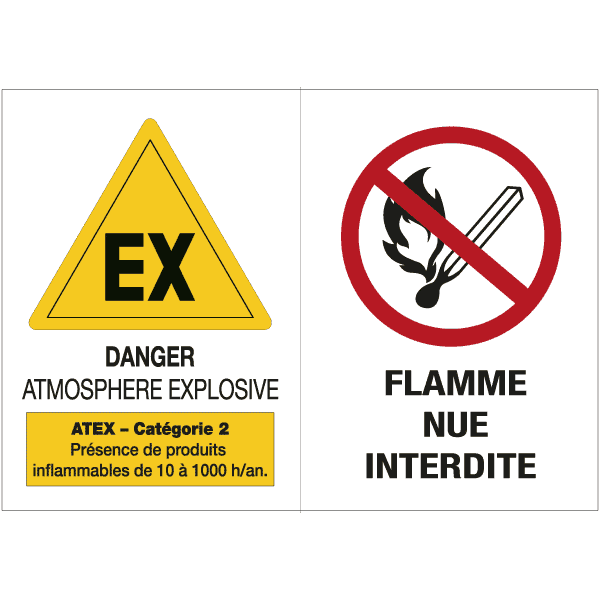 Panneau Danger ATEX Catégorie 2 - Flamme Nue Interdite | Matières ... Panneau Danger ATEX Catégorie 2 - Flamme Nue Interdite | Matières ...